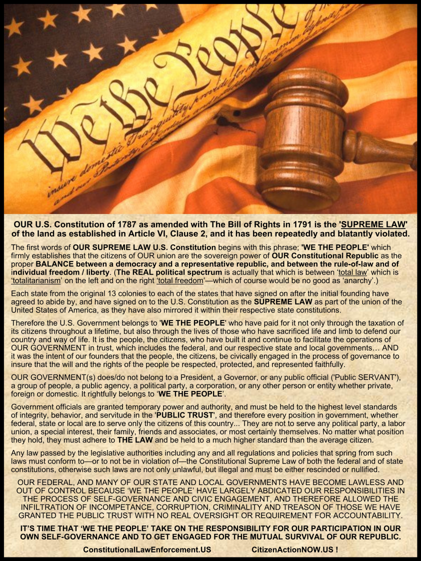 U.S. Constitutional Law Enforcement - Citizen Action Resources!